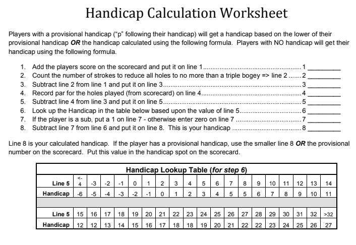 Scoring Instructions - 14 Hole Golf